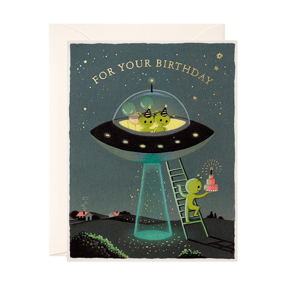 Alien Spaceship Birthday Card – Scout
